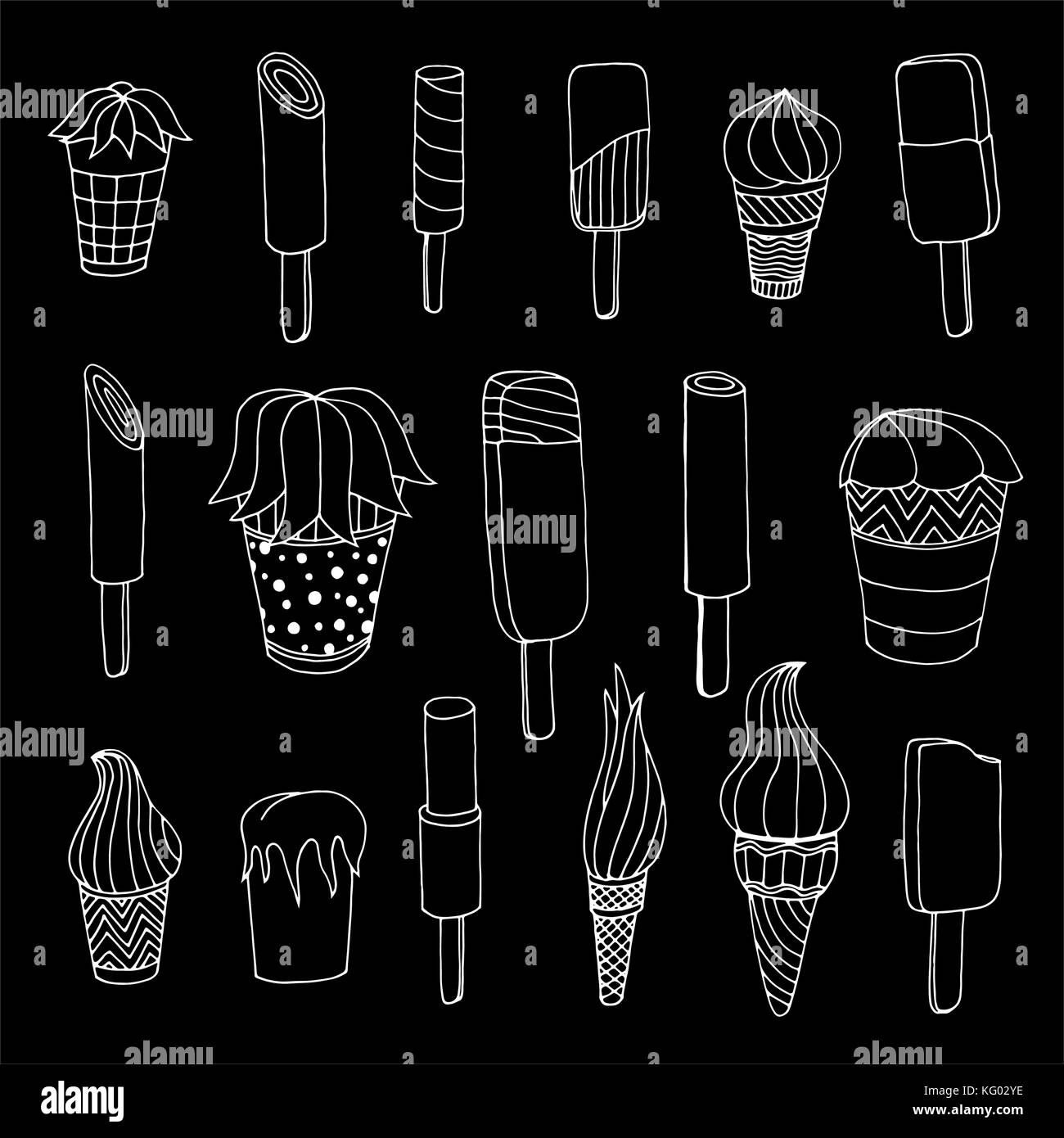 Ice cream icon set hand drawing. Vector illustration Stock Vector Image ...