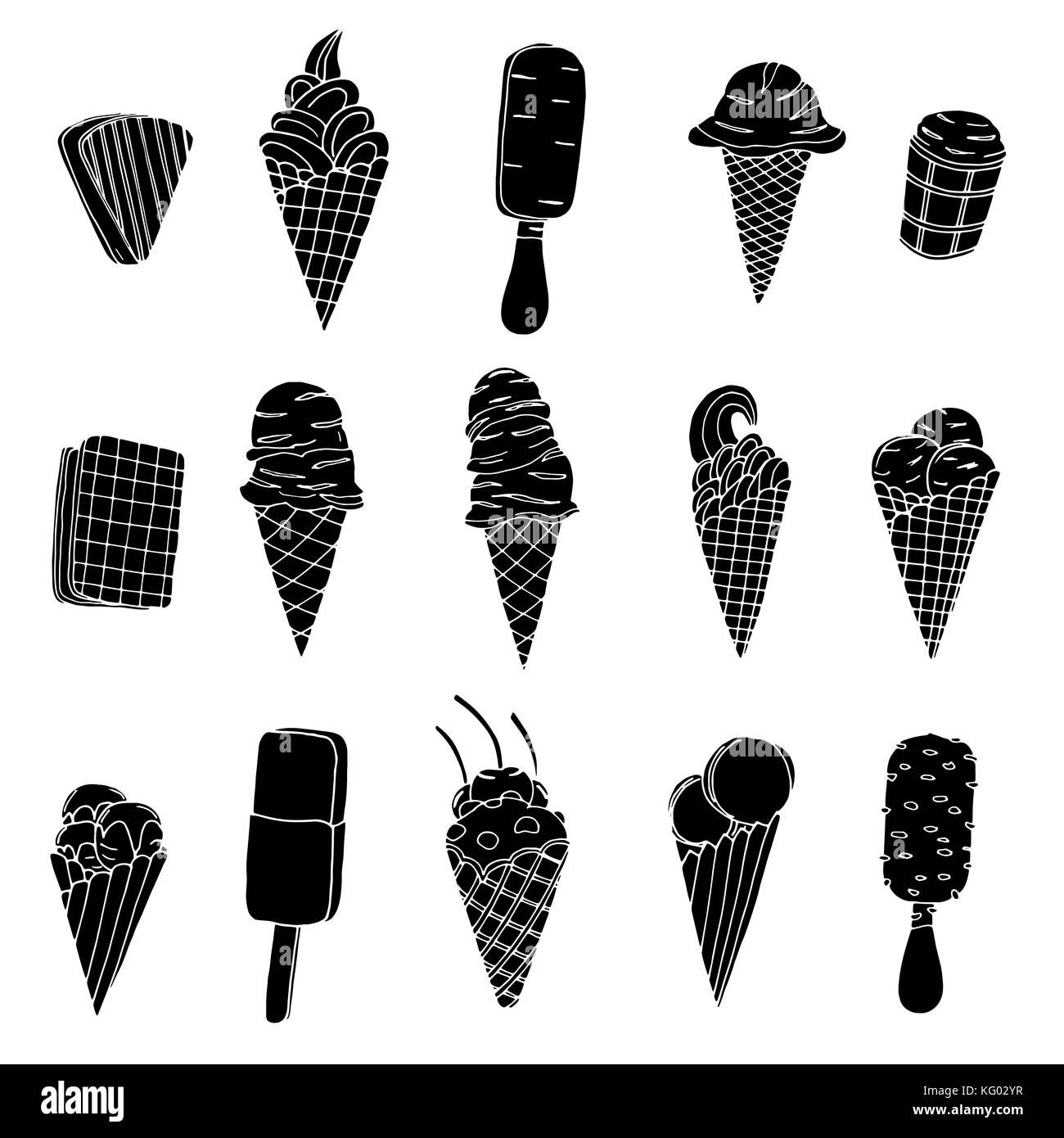 Ice cream icon set hand drawing. Vector illustration Stock Vector Image ...