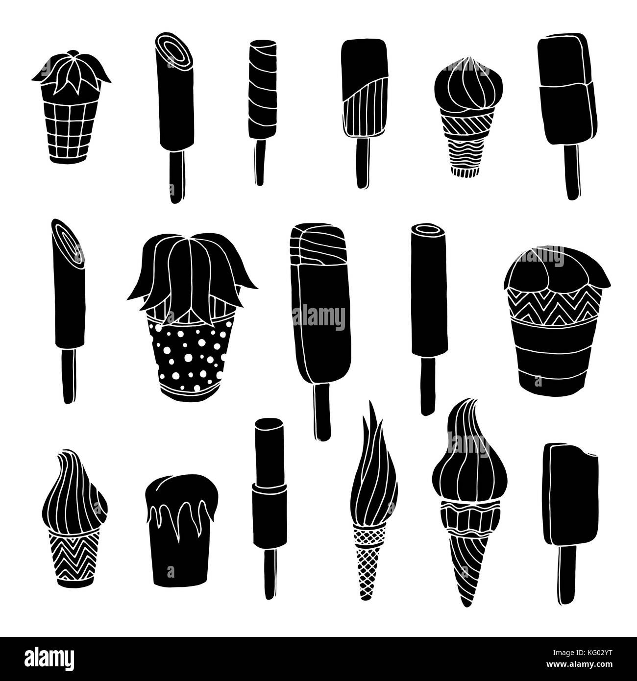 Ice cream icon set hand drawing. Vector illustration Stock Vector Image ...