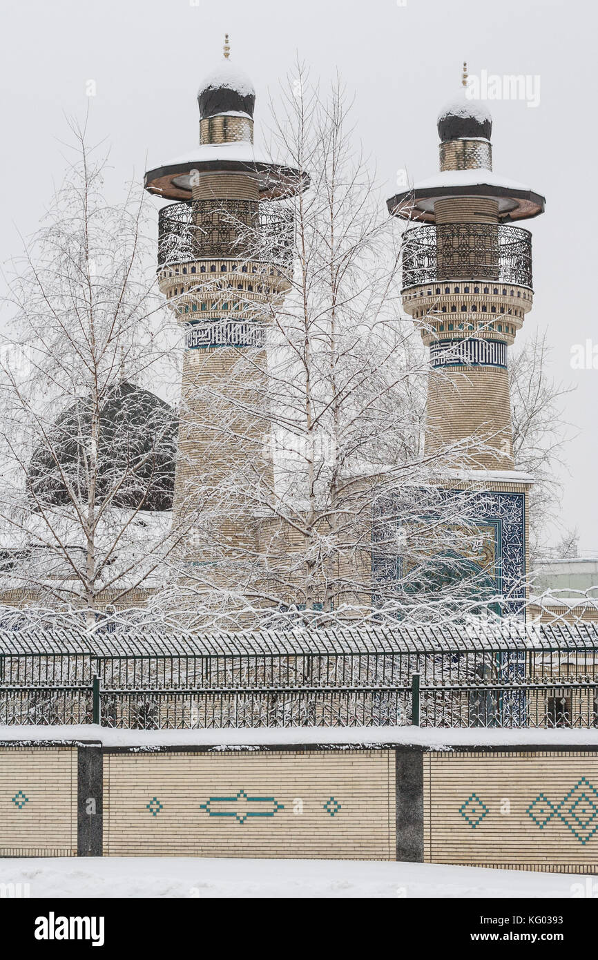 Minarets covered with snow in winter. Moscow. Russia Stock Photo - Alamy