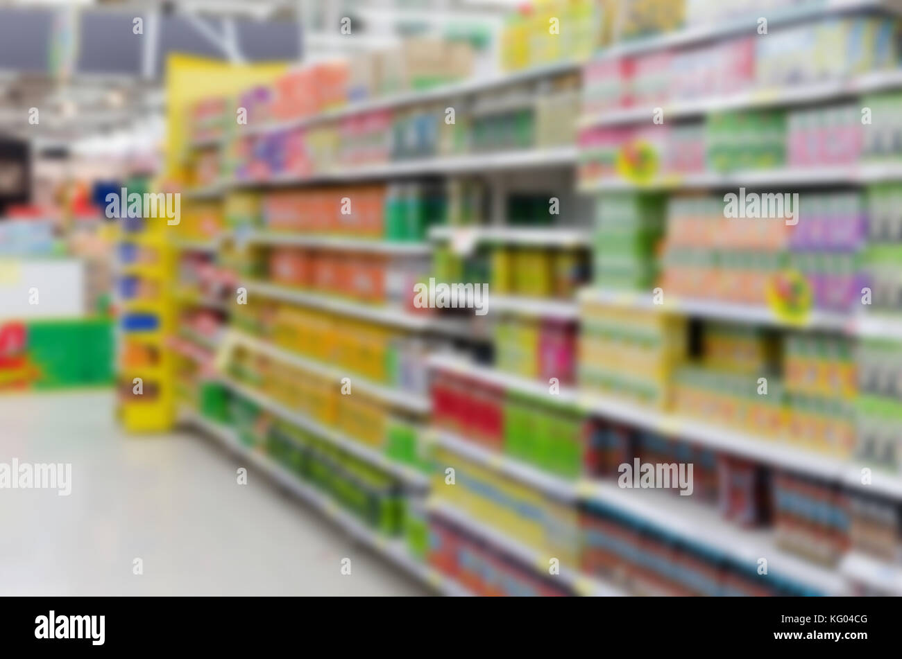 Abstract blur supermarket and discount store interior for used as ...