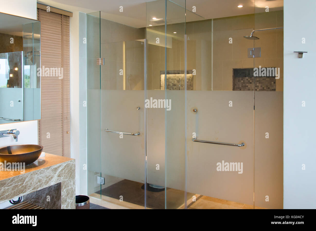 Modern interior bathroom shower Stock Photo - Alamy