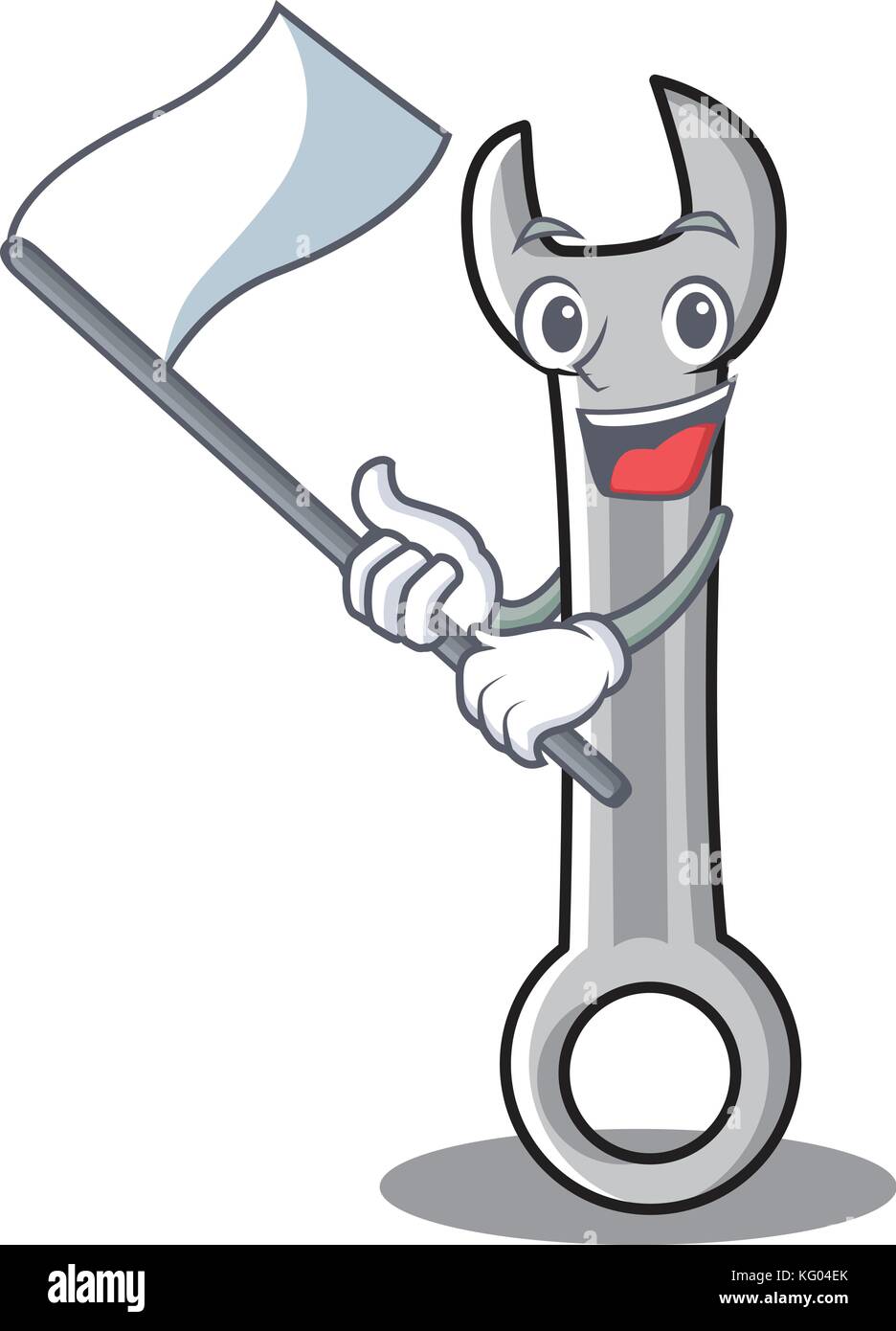 With flag spanner character cartoon style Stock Vector Image & Art - Alamy