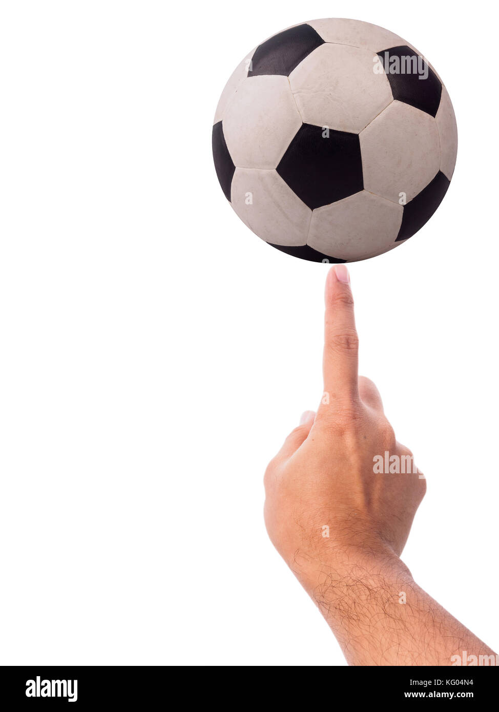 male hand holding football isolated on white Stock Photo - Alamy