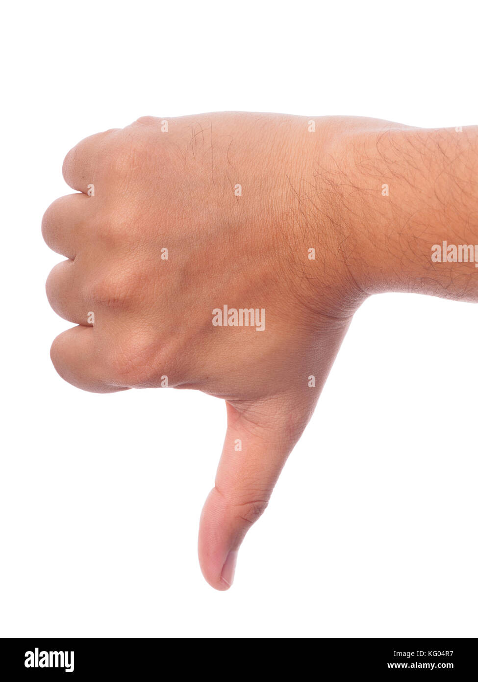 Thumb down hand sign isolated on white background Stock Photo - Alamy