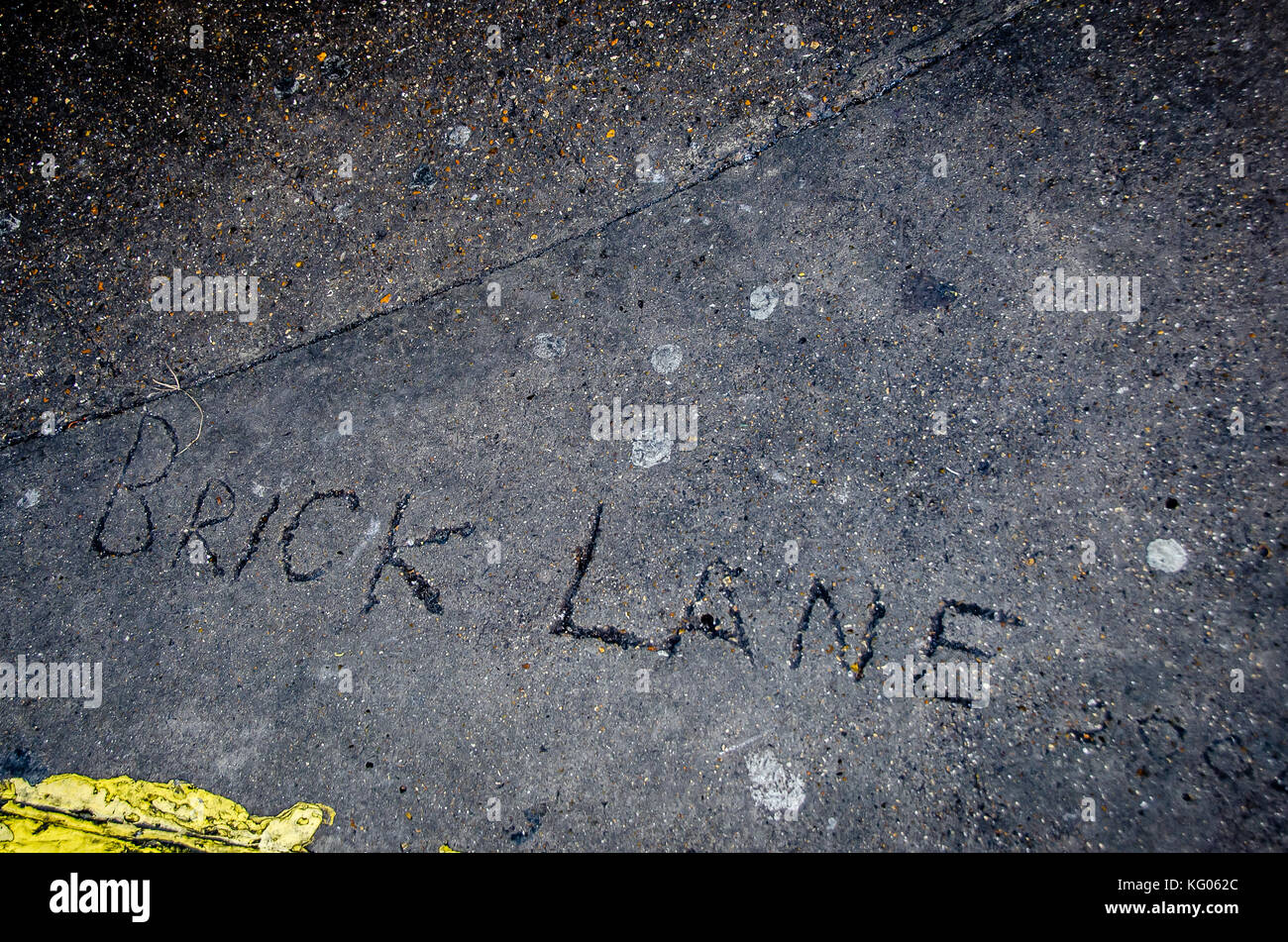 Brick lane carved in the road Stock Photo - Alamy
