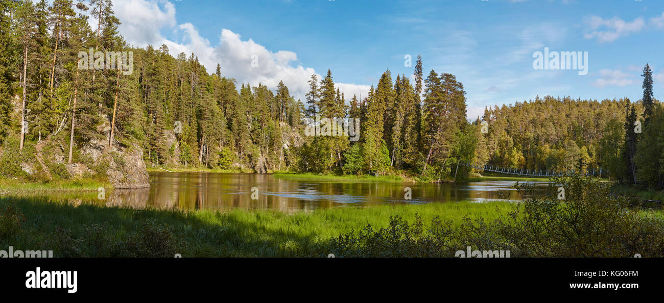 Finland landscape with lake and forest at karhunkierros trail. Nature ...