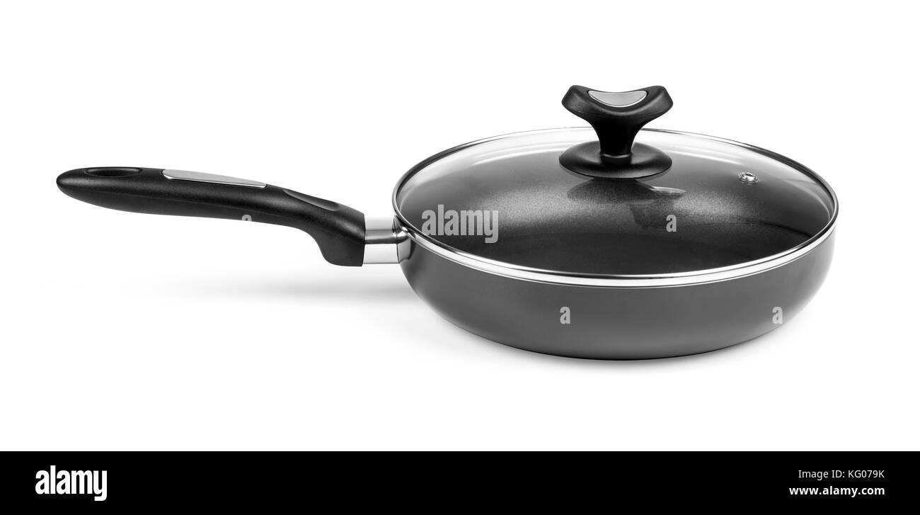 Stainless steel pots and pans isolated on white background with ...