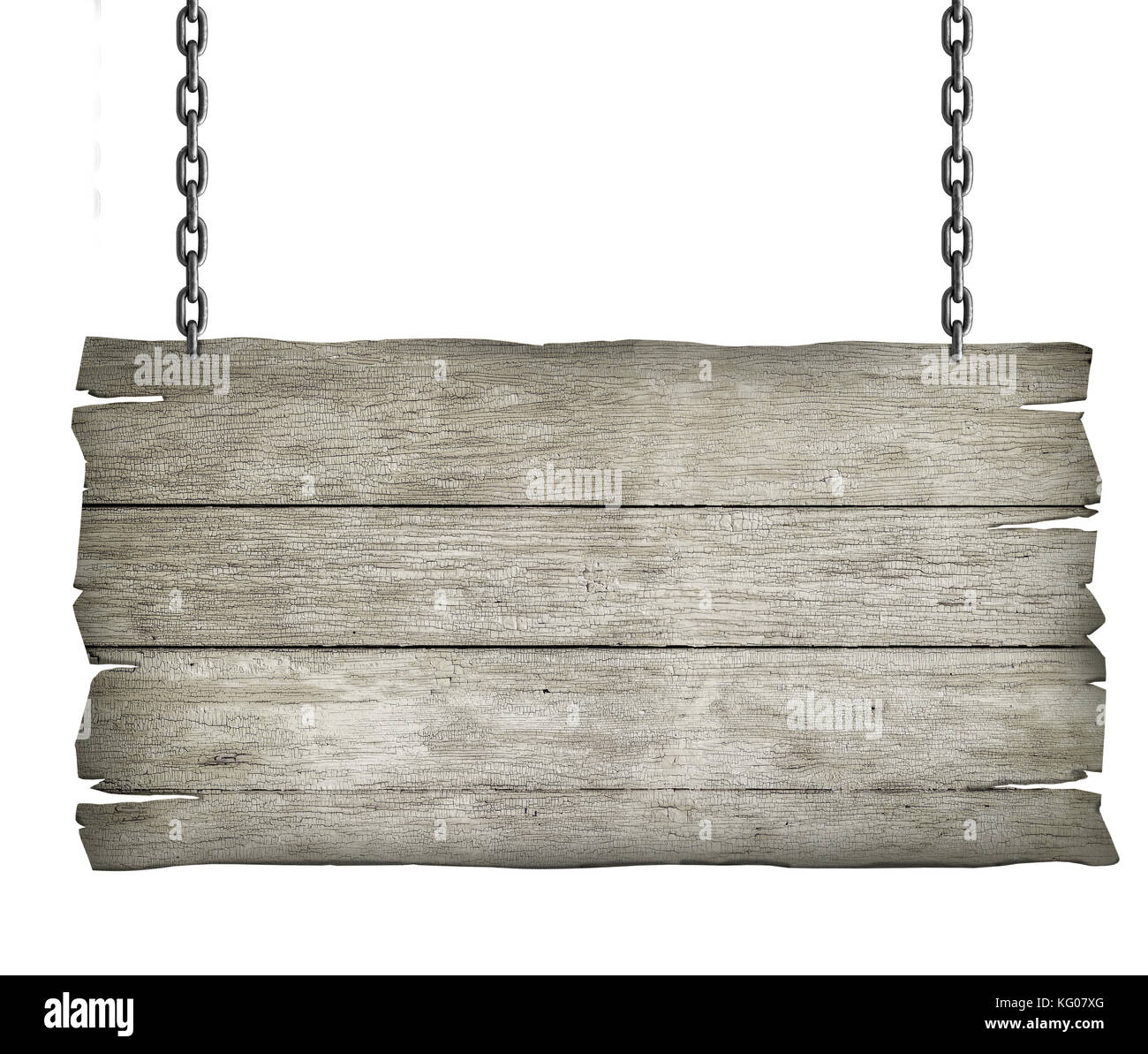 close up of a wooden sign with chain on white background Stock Photo ...