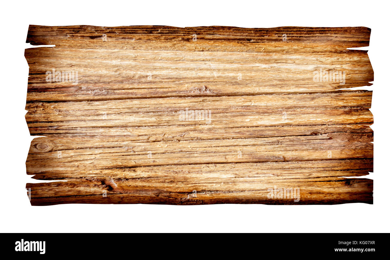 close up of an empty wooden sign on white background with clipping path ...