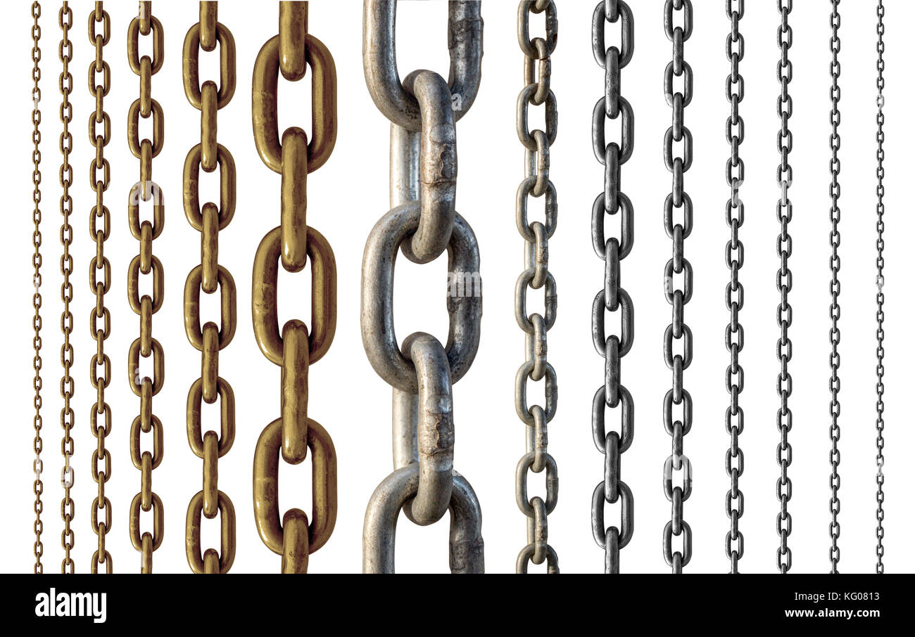 Set of metal chain, isolated on white background Stock Photo - Alamy