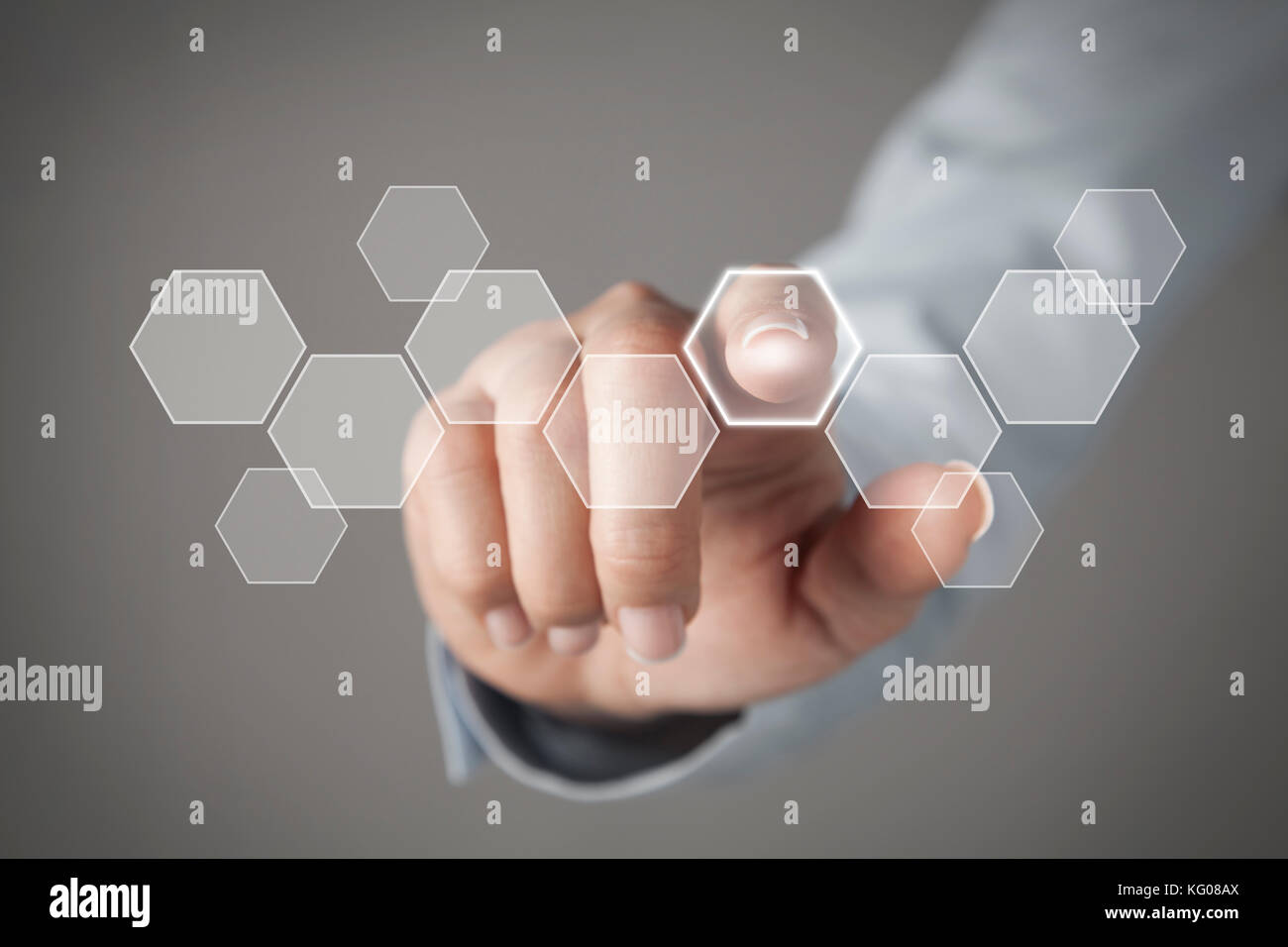 Businesswoman in front of visual touch screen Stock Photo - Alamy