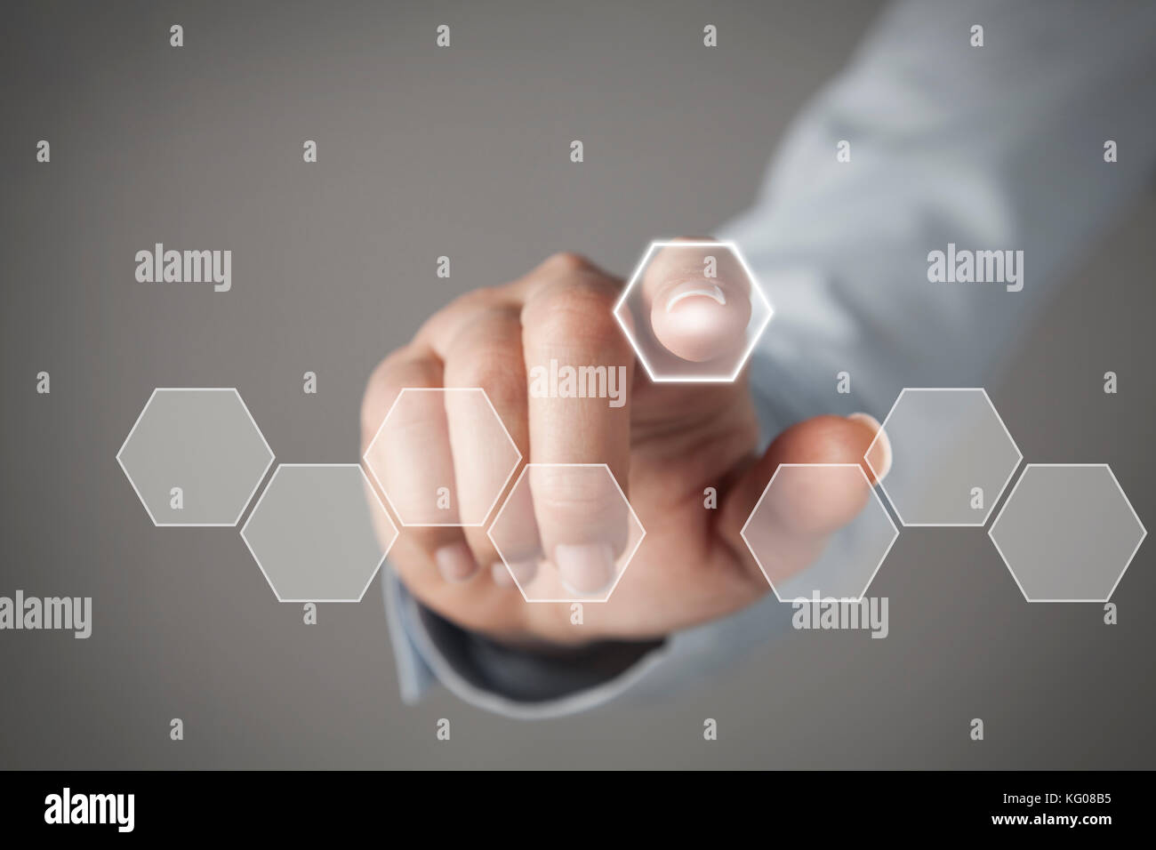 Businesswoman in front of visual touch screen Stock Photo - Alamy