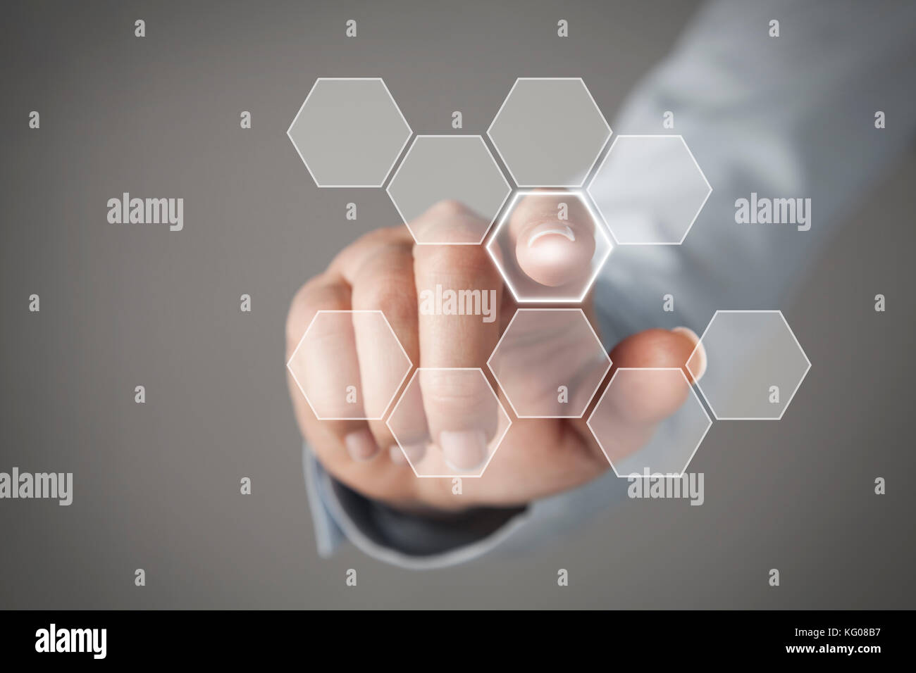 Businesswoman in front of visual touch screen Stock Photo - Alamy