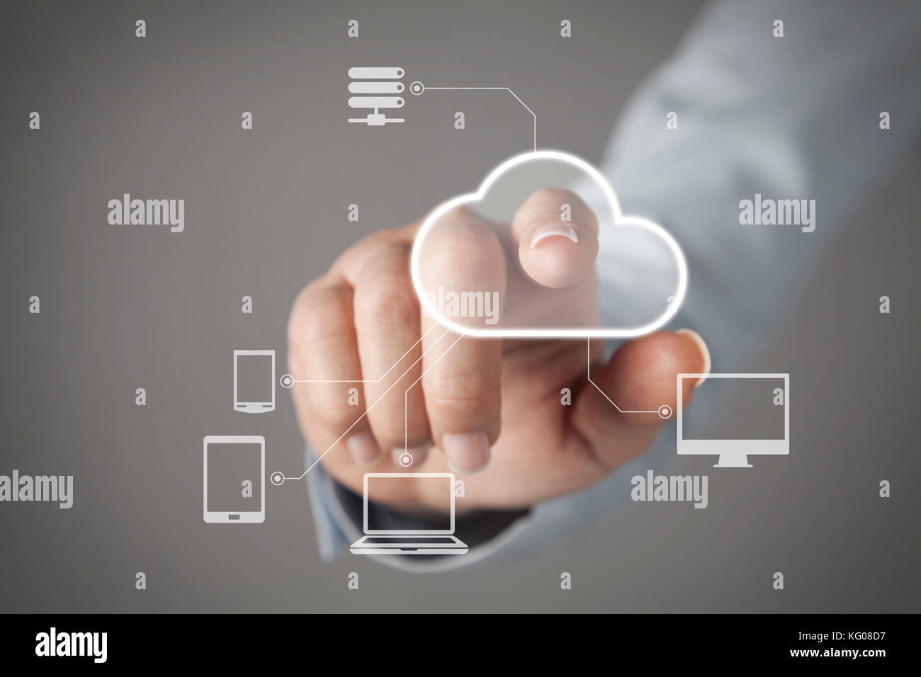 Businesswoman in front of visual touch screen Stock Photo - Alamy