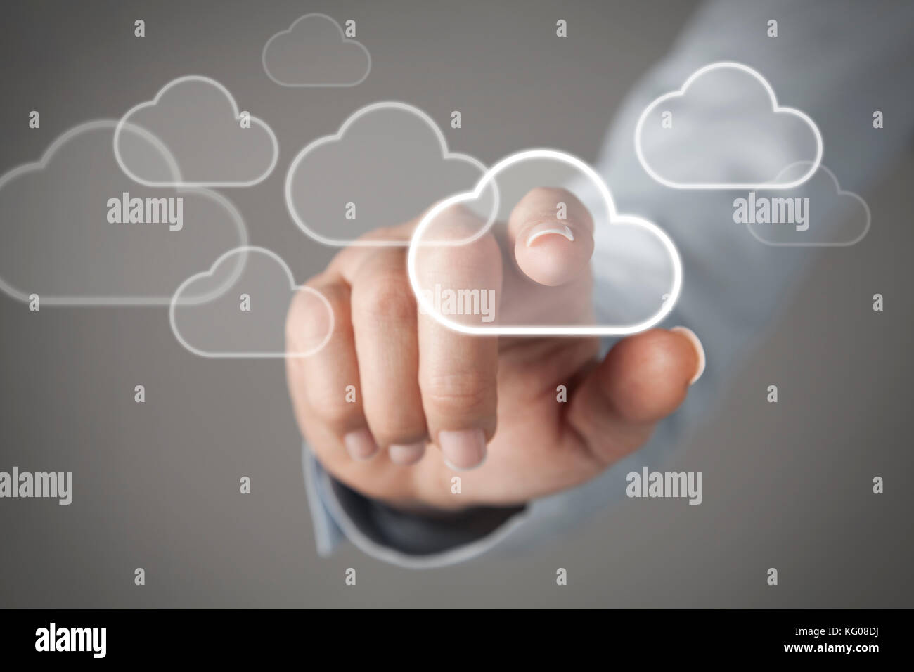 Businesswoman in front of visual touch screen Stock Photo - Alamy