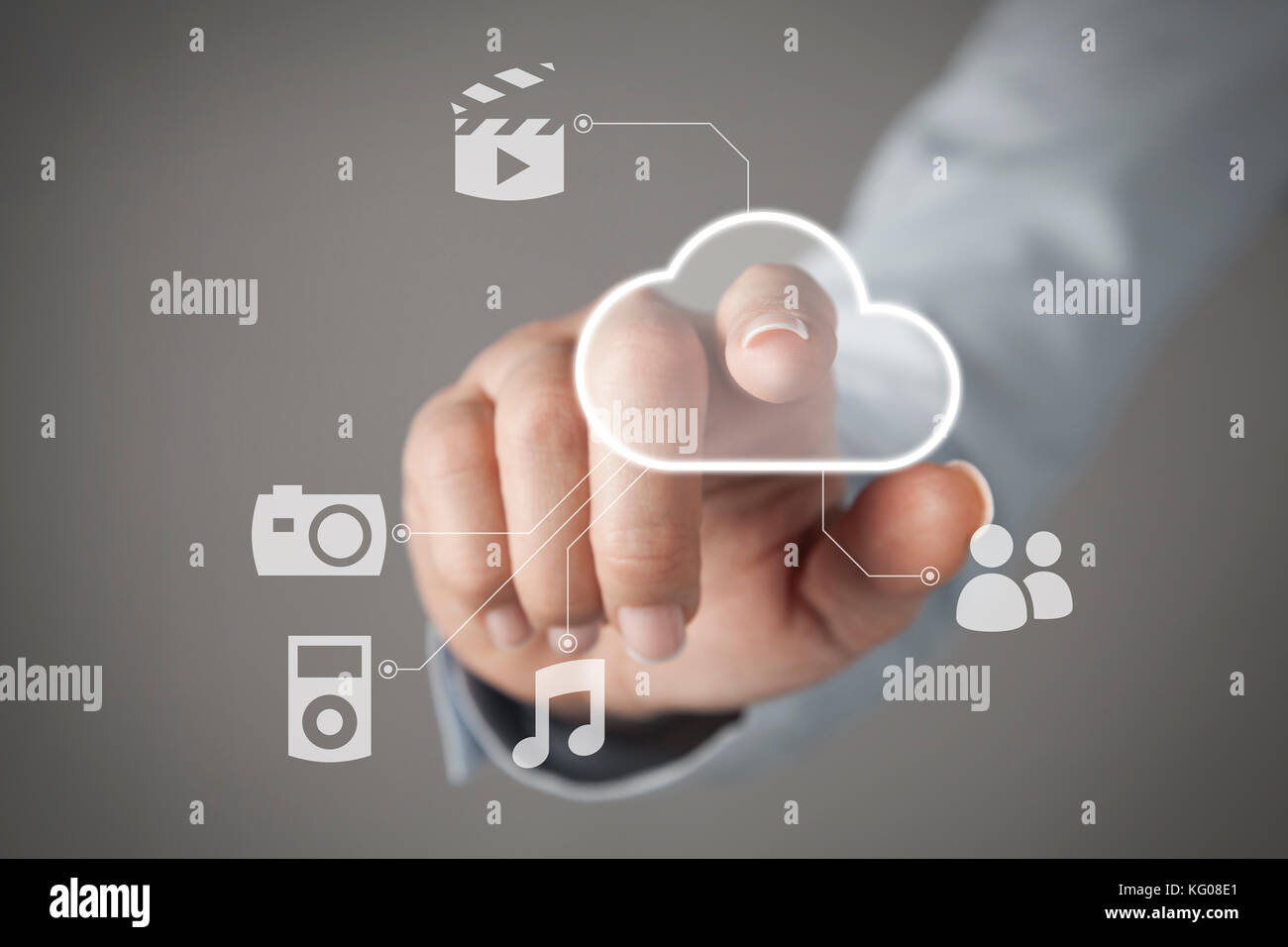 Businesswoman in front of visual touch screen Stock Photo - Alamy