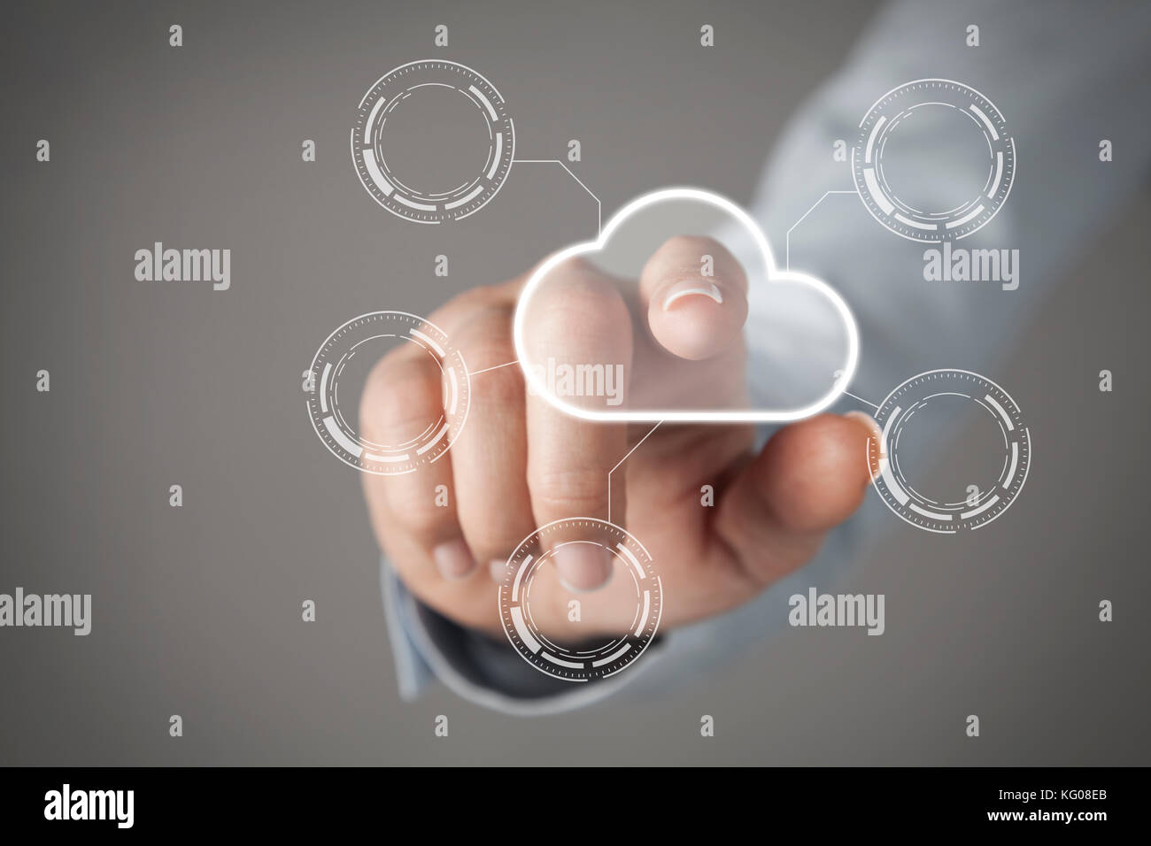 Businesswoman in front of visual touch screen Stock Photo - Alamy