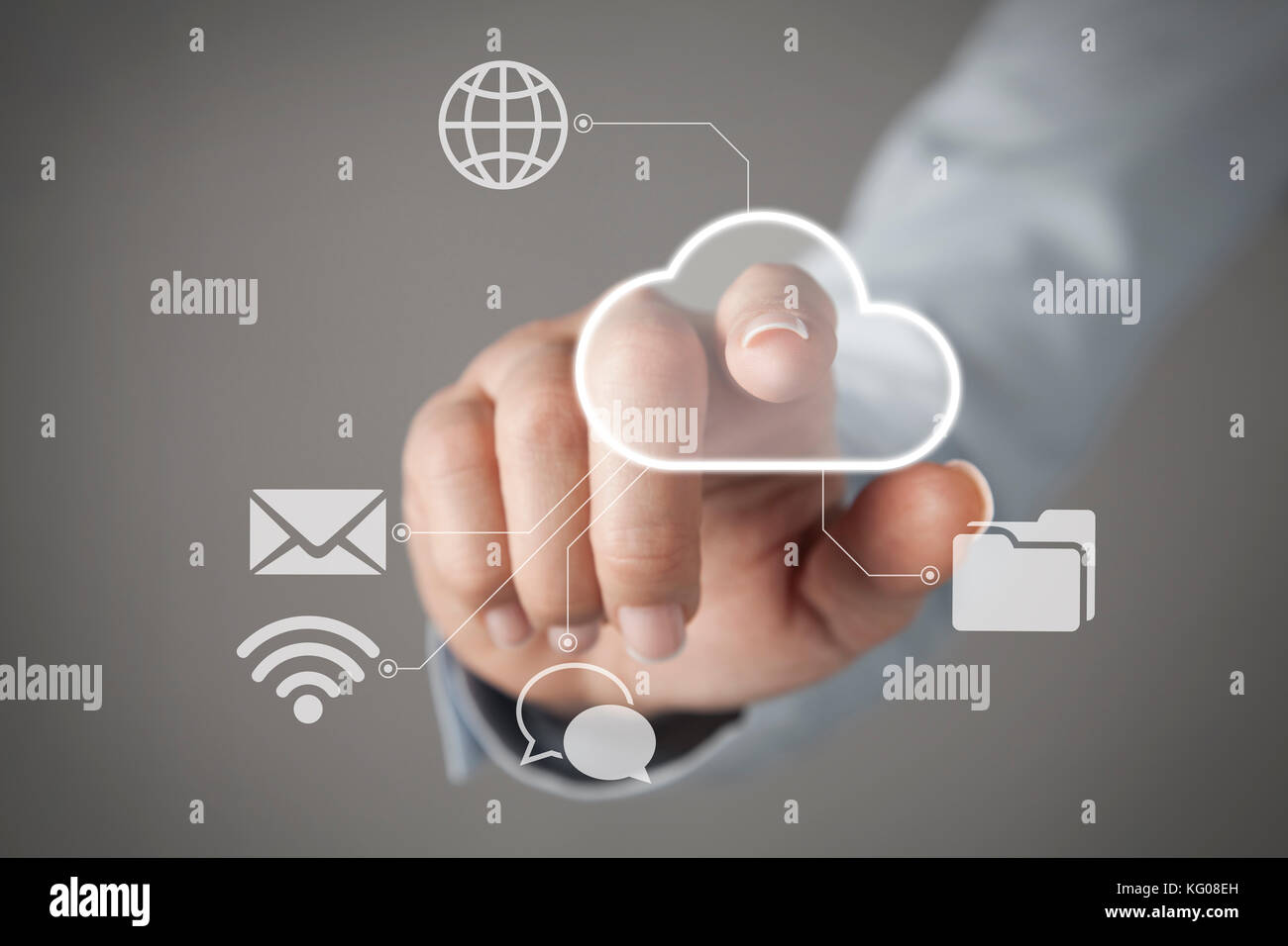 Businesswoman in front of visual touch screen Stock Photo - Alamy