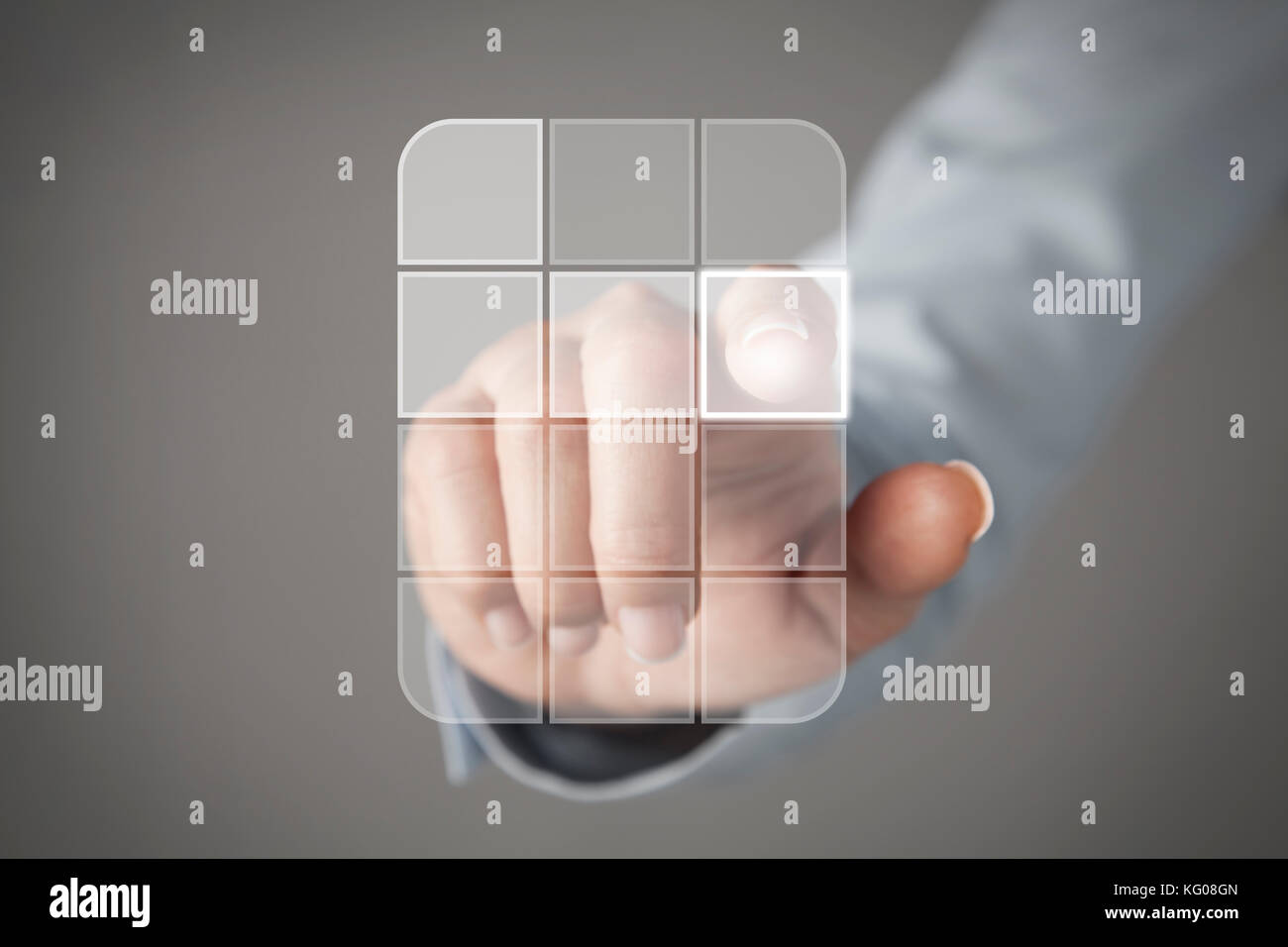 Businesswoman in front of visual touch screen Stock Photo - Alamy