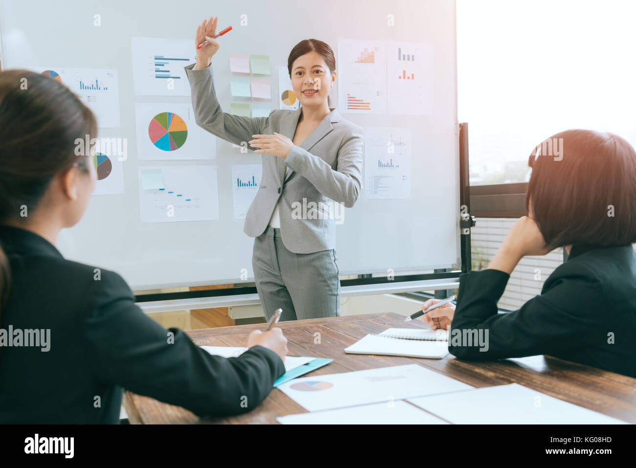 pretty attractive business manager in teamwork meeting conference and ...