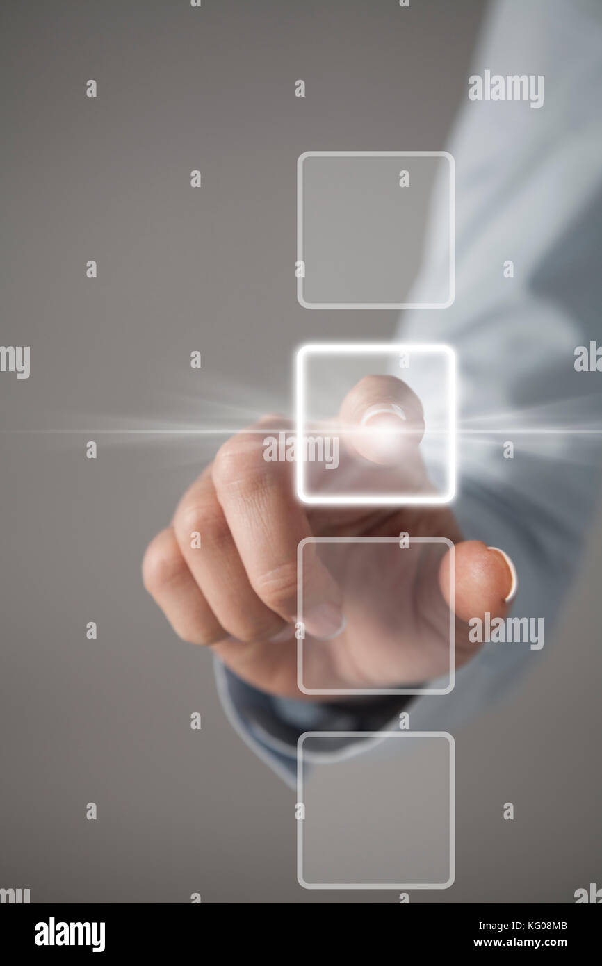 Businesswoman in front of visual touch screen Stock Photo - Alamy