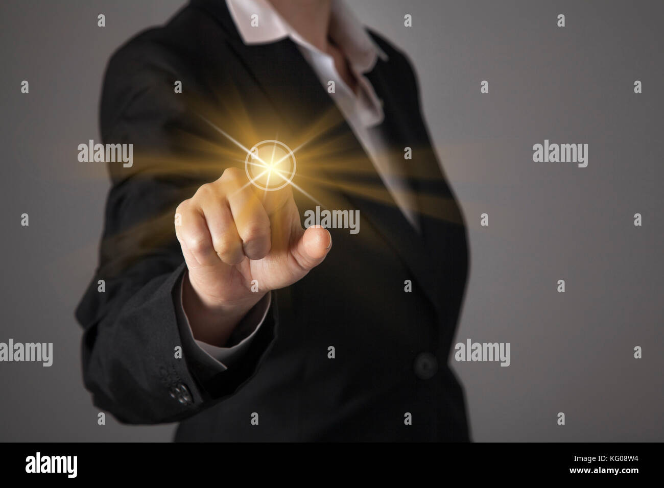 Businesswoman in front of visual touch screen Stock Photo - Alamy