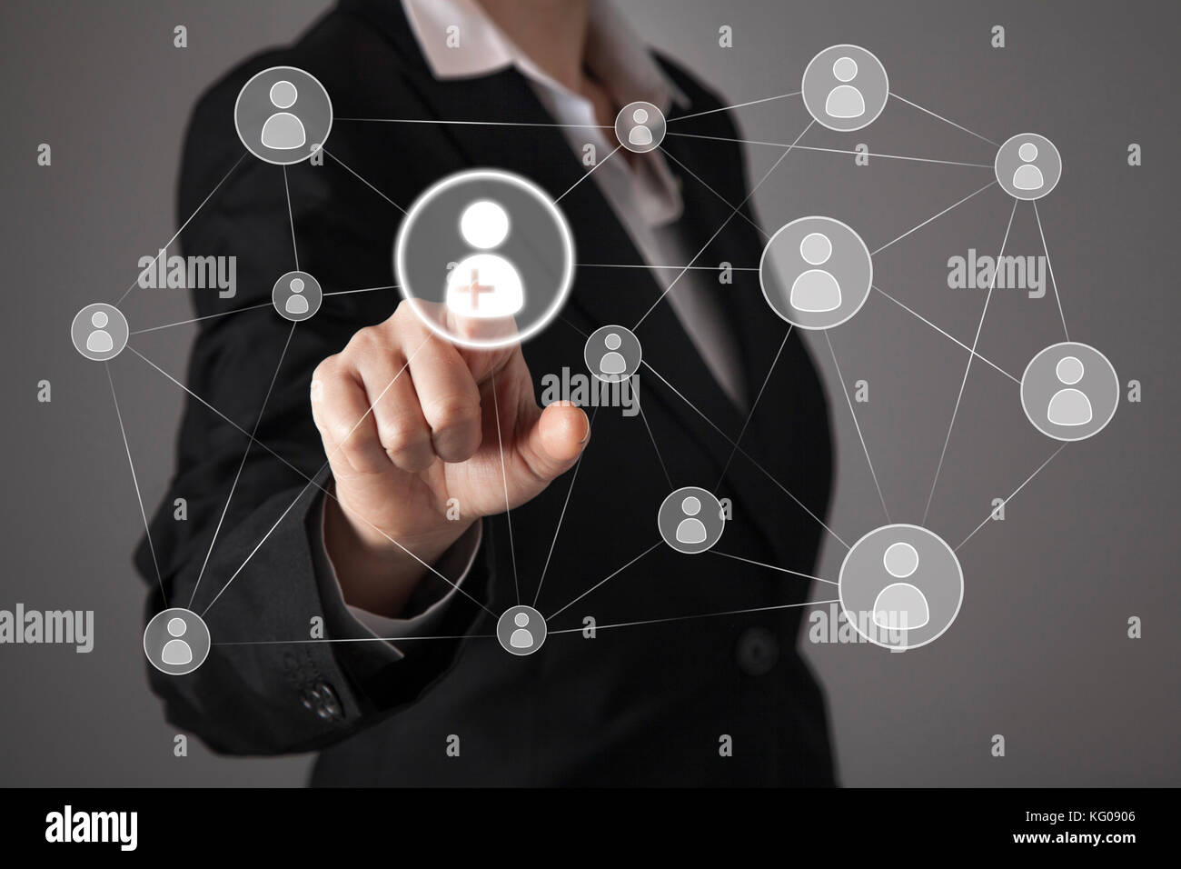 Businesswoman in front of visual touch screen Stock Photo - Alamy