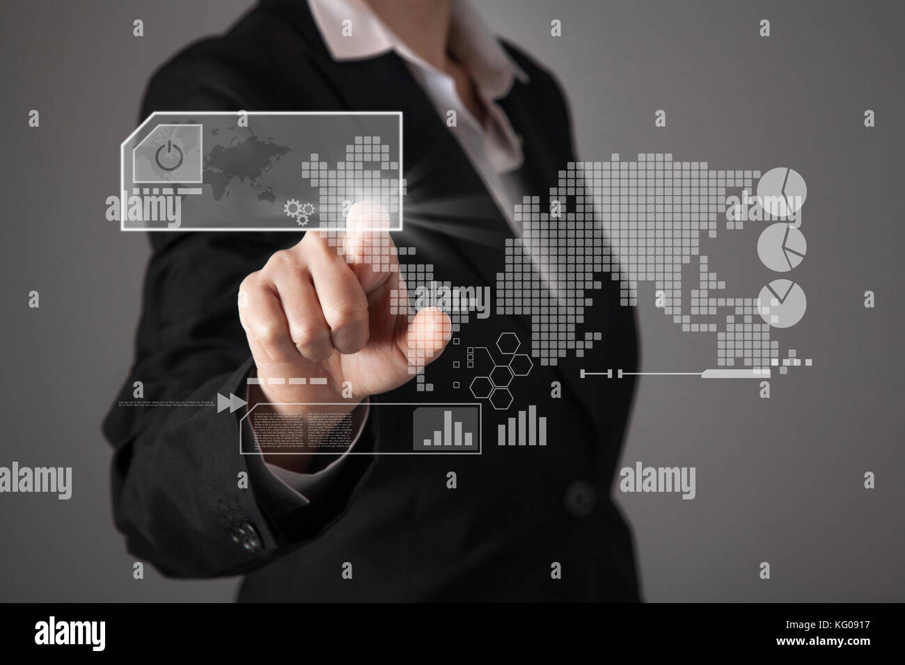 Businesswoman in front of visual touch screen Stock Photo - Alamy