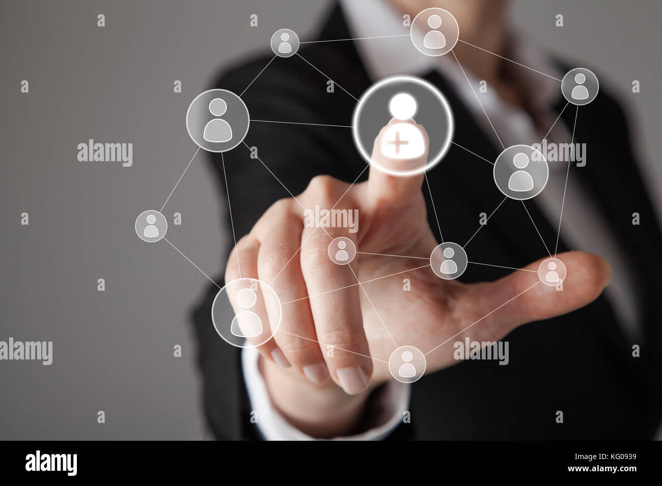 Businesswoman in front of visual touch screen Stock Photo - Alamy