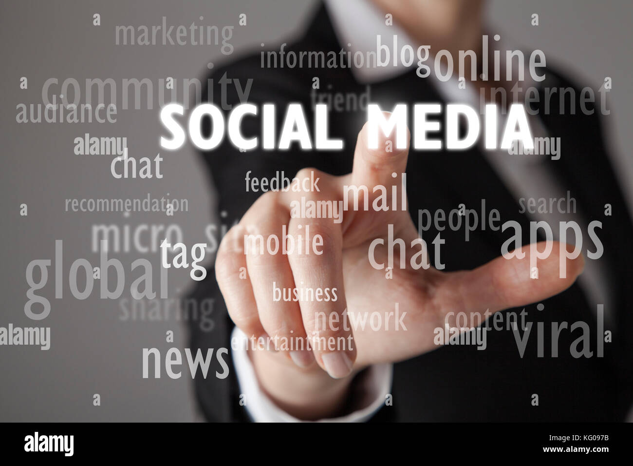 Businesswoman in front of visual touch screen Stock Photo - Alamy