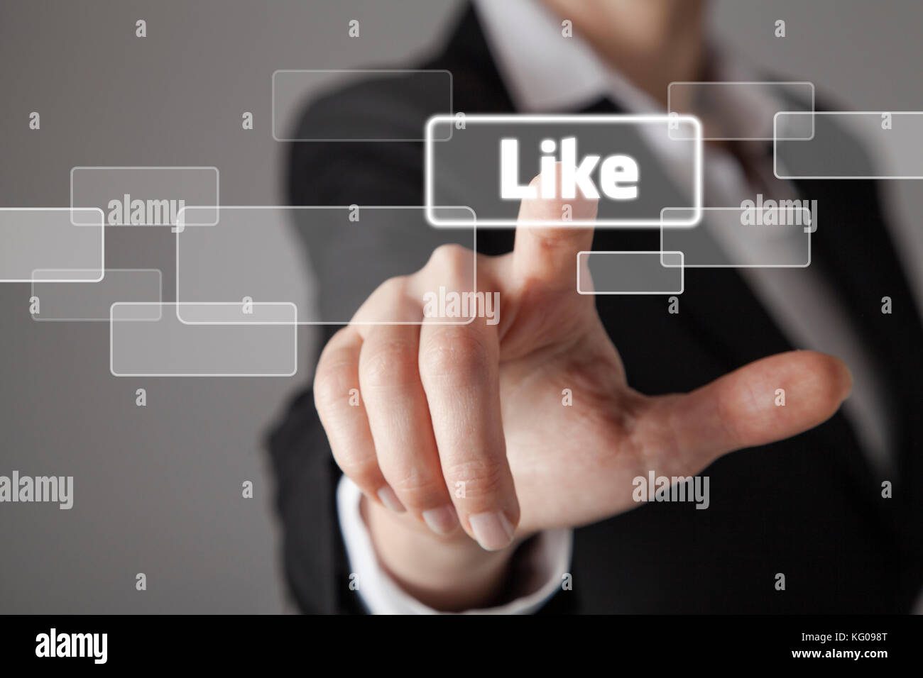 Businesswoman in front of visual touch screen Stock Photo - Alamy