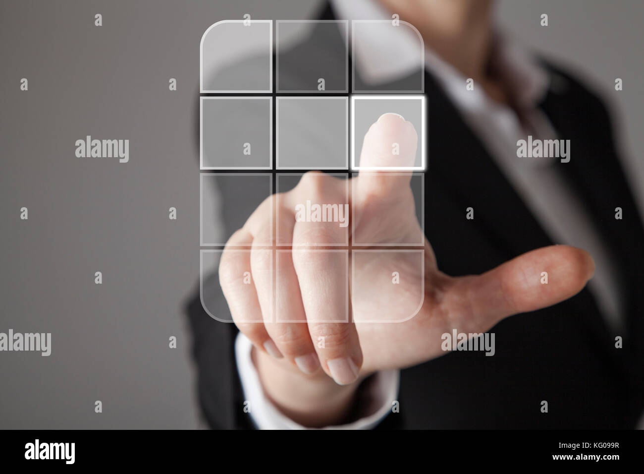 Businesswoman in front of visual touch screen Stock Photo - Alamy