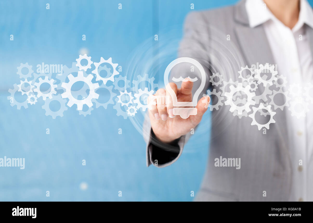 Businesswoman in front of visual touch screen Stock Photo - Alamy