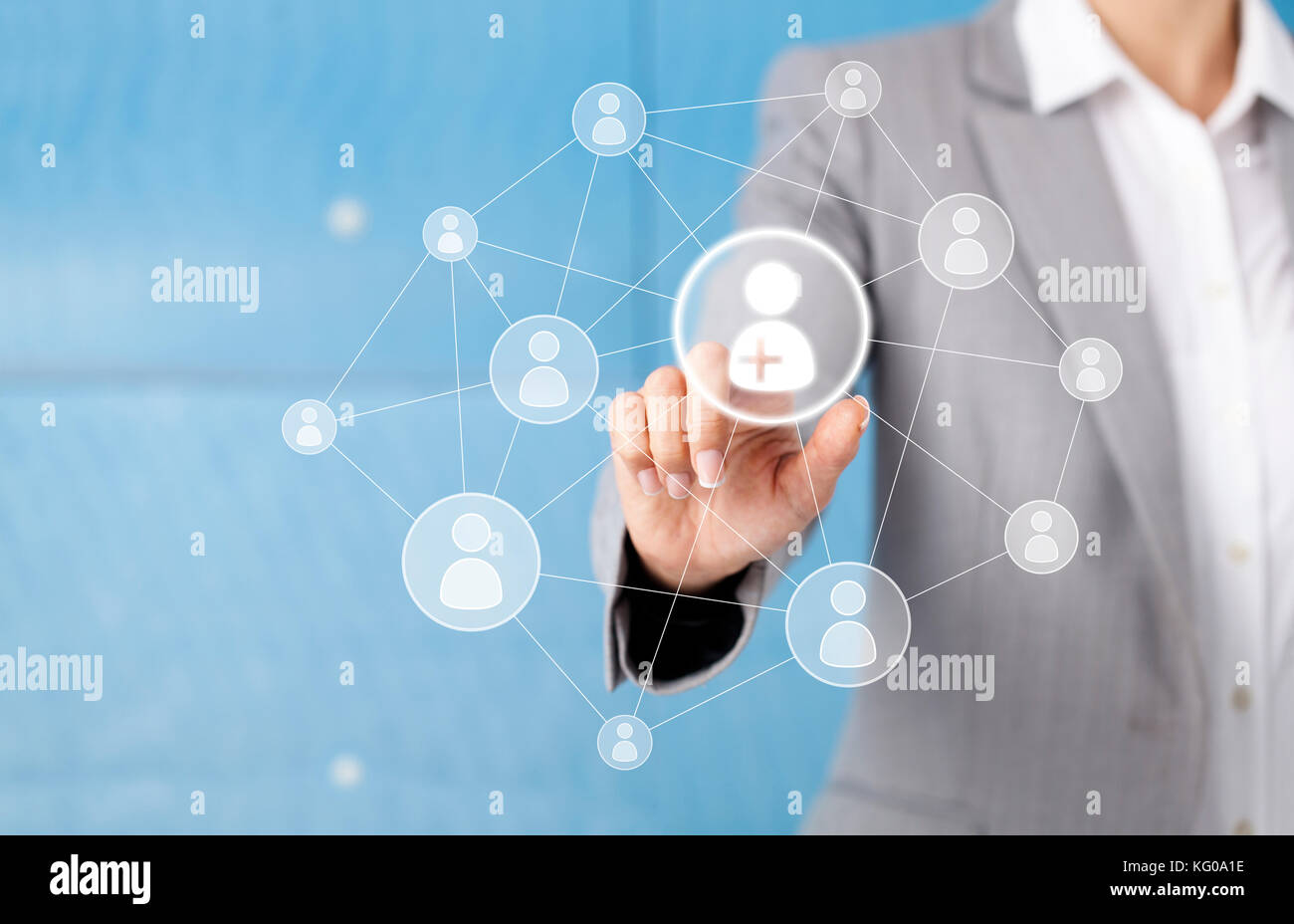 Businesswoman in front of visual touch screen Stock Photo - Alamy