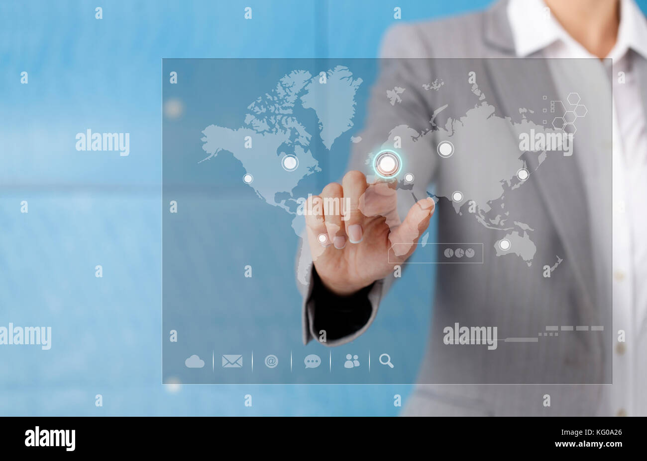 Businesswoman in front of visual touch screen Stock Photo - Alamy