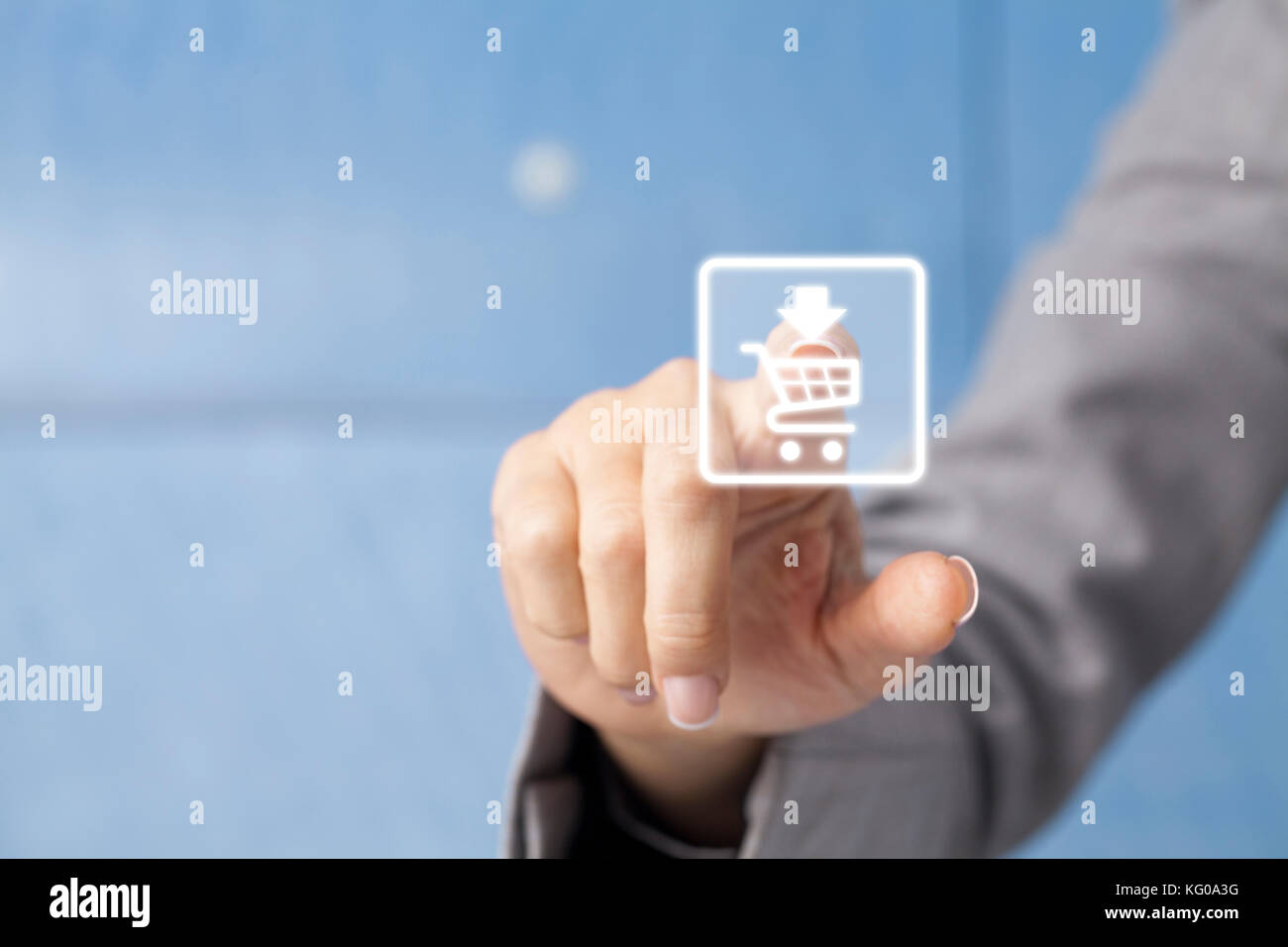 Businesswoman in front of visual touch screen Stock Photo - Alamy