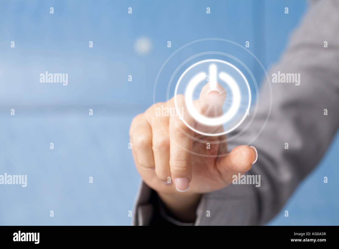 Businesswoman in front of visual touch screen Stock Photo - Alamy