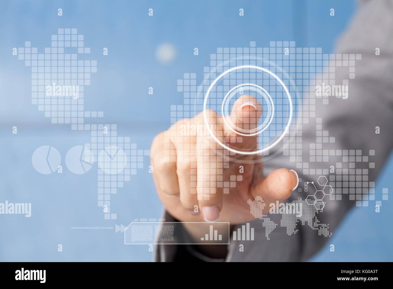 Businesswoman in front of visual touch screen Stock Photo - Alamy