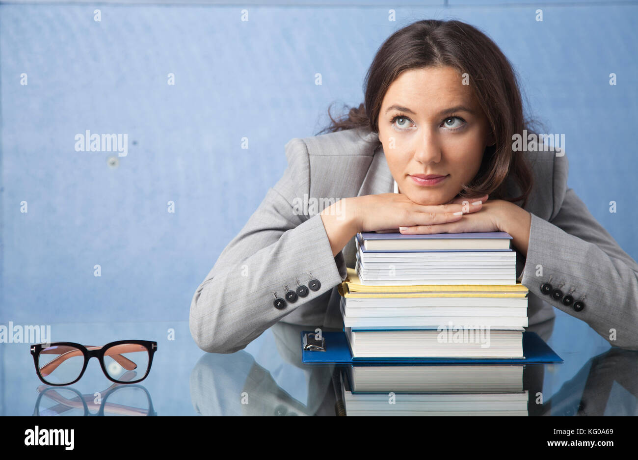 Dreaming female business woman portrait Stock Photo - Alamy