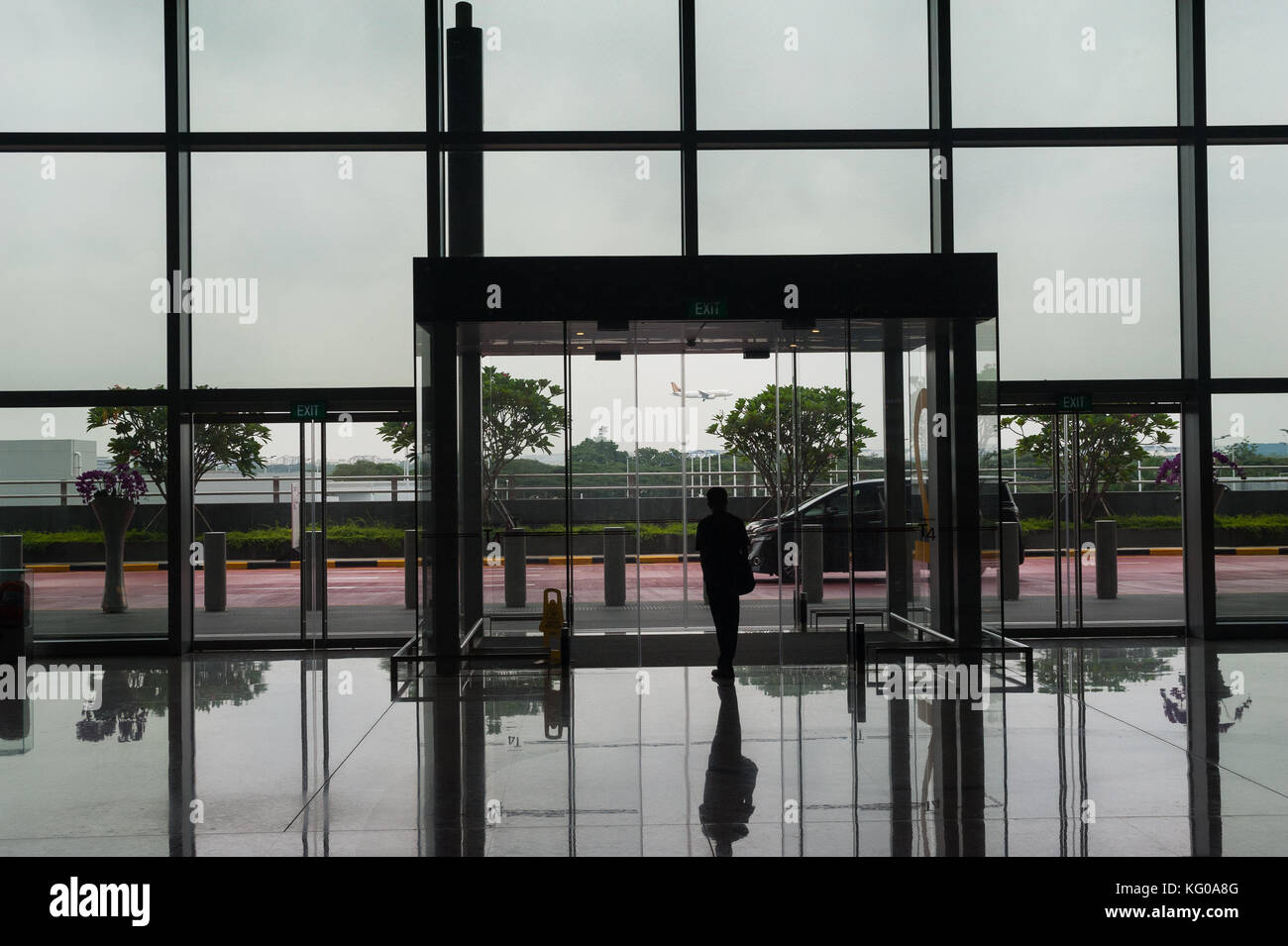 Silhouette interior see through glass panel hi-res stock photography ...