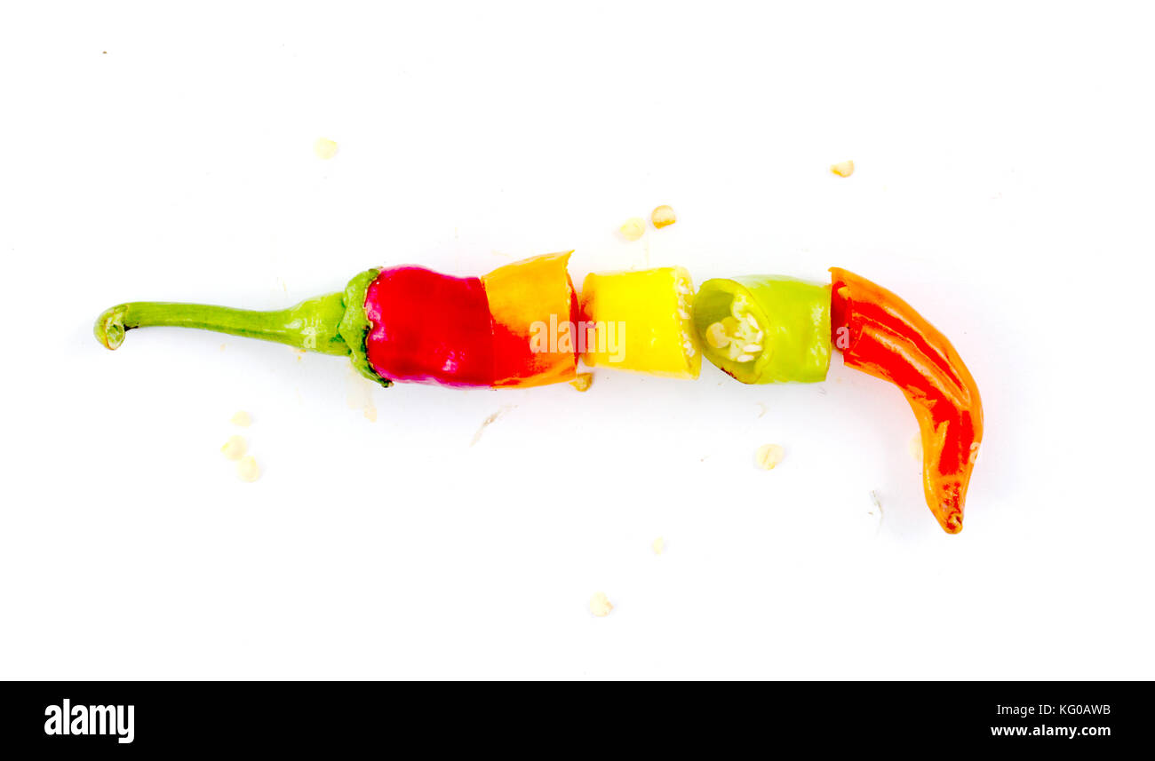 image of a colorful chili pepper on white background Stock Photo - Alamy