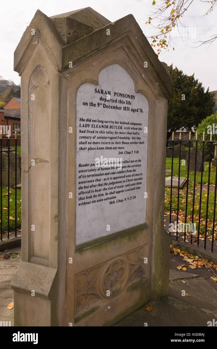 Grave Of Sarah Ponsonby & Eleanor Charlotte Butler and their maid Mrs ...