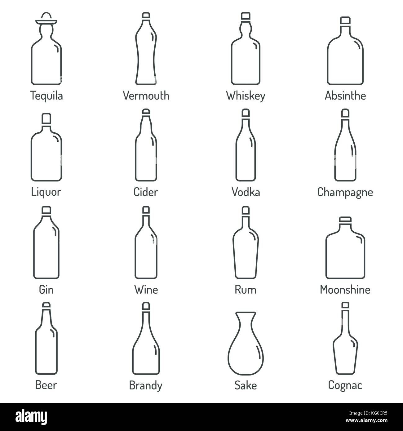 Set of vector thin line alcohol icons Stock Vector Image & Art - Alamy
