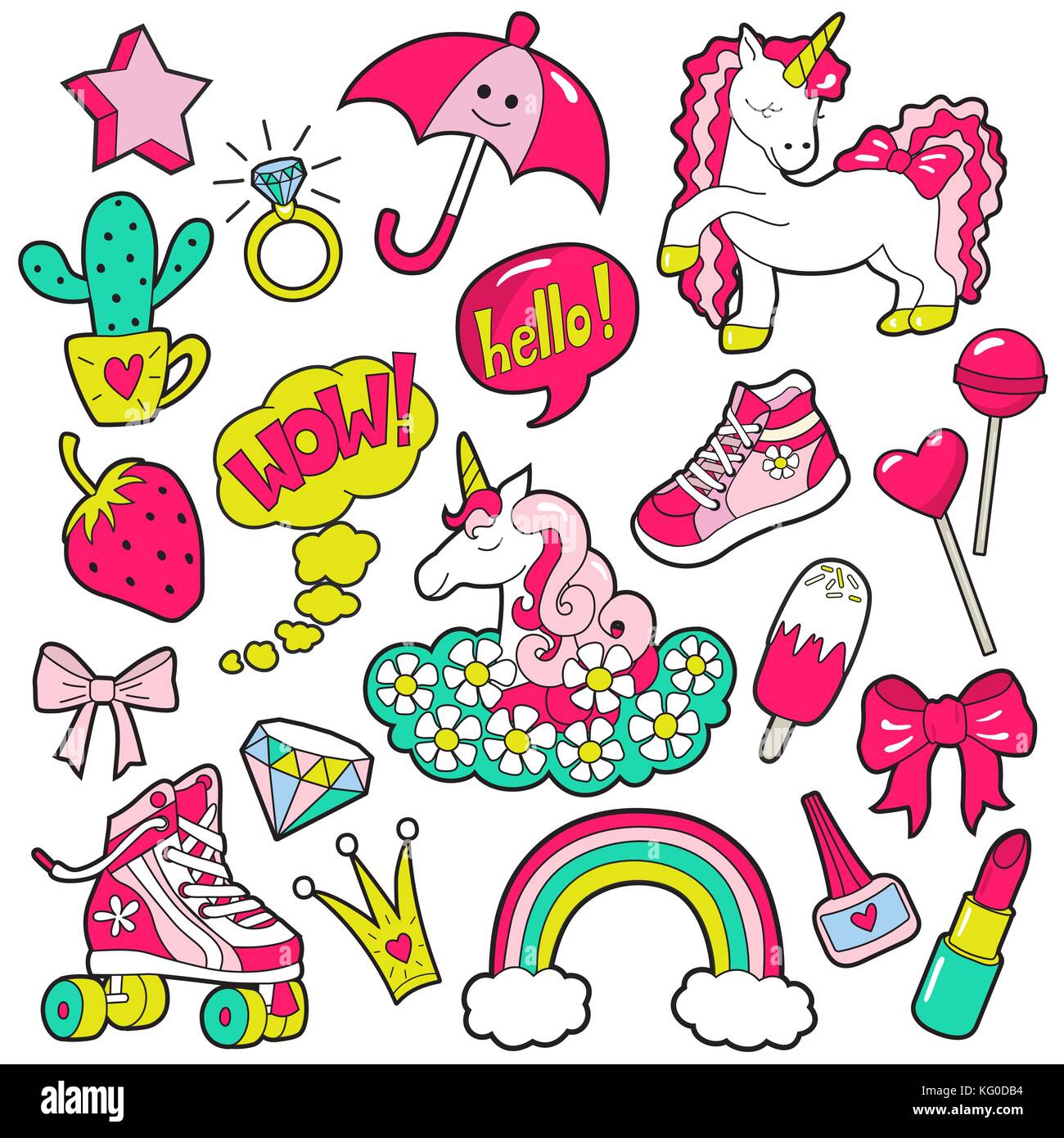 Girl's vector patches Stock Vector Image & Art - Alamy