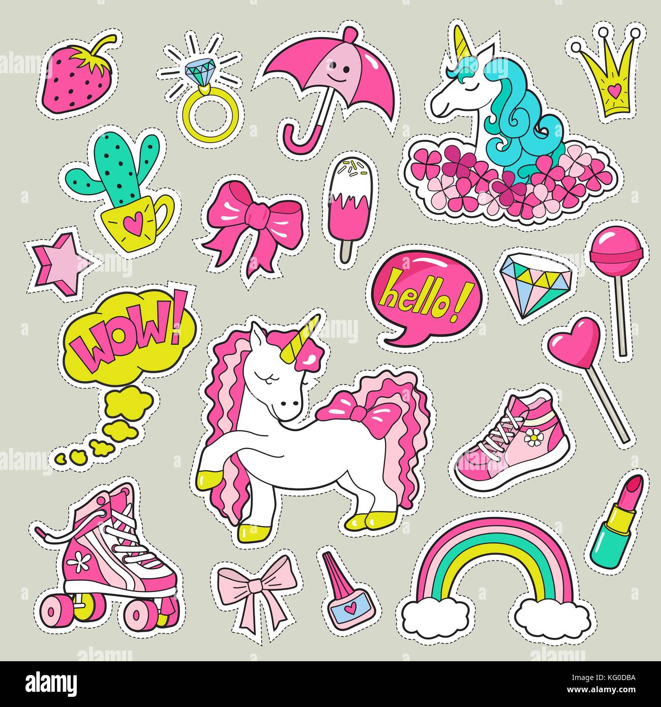 Girl's vector stickers Stock Vector Image & Art - Alamy