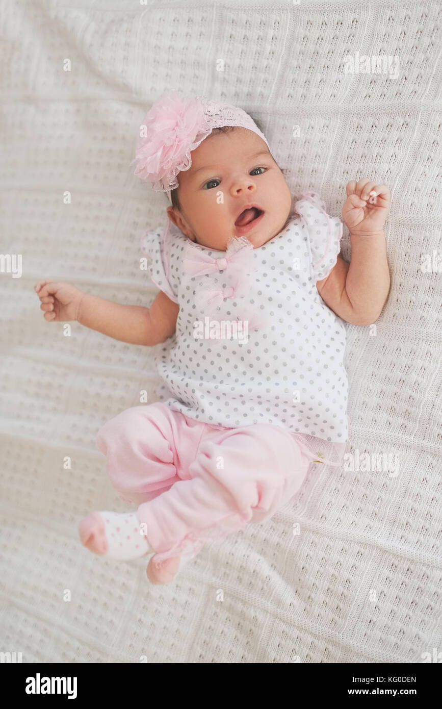portrait of cute newborn girl at home Stock Photo - Alamy