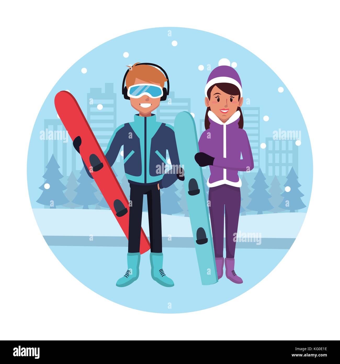 Sport snowboard couple cartoon Stock Vector Image & Art - Alamy