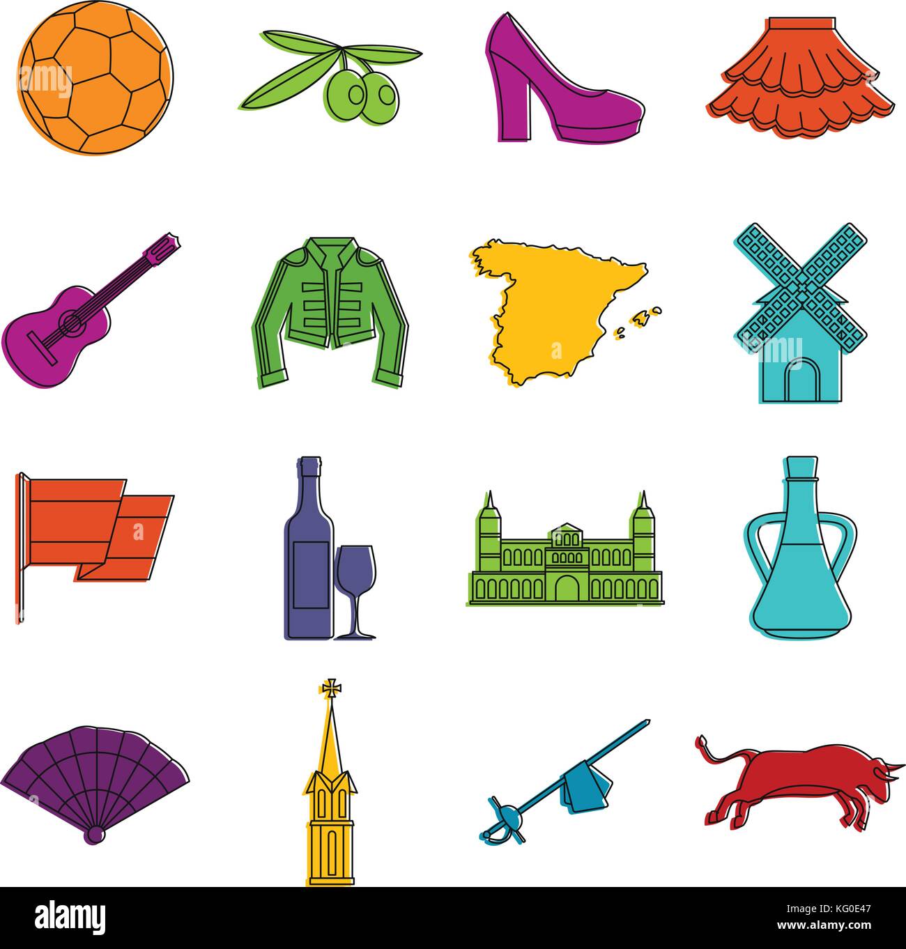 Spain travel icons doodle set Stock Vector Image & Art - Alamy