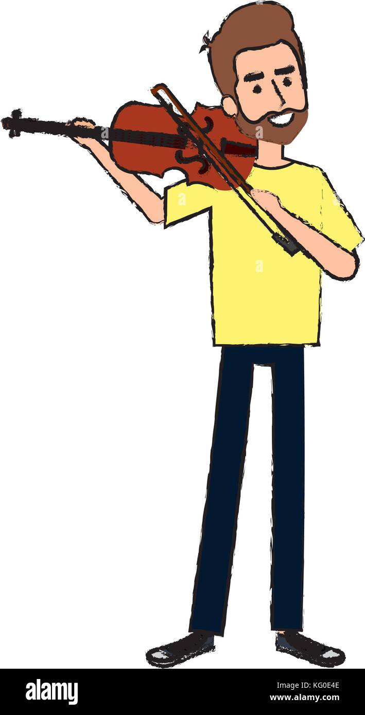 man playing fiddle character vector illustration design Stock Vector ...